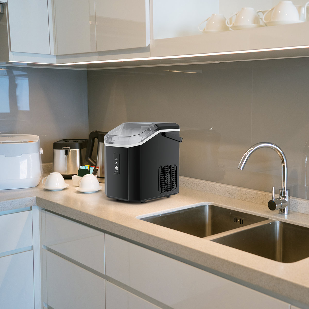 R.W.FLAME 33 Lb. Daily Production Nugget Clear Ice Portable Ice Maker ...