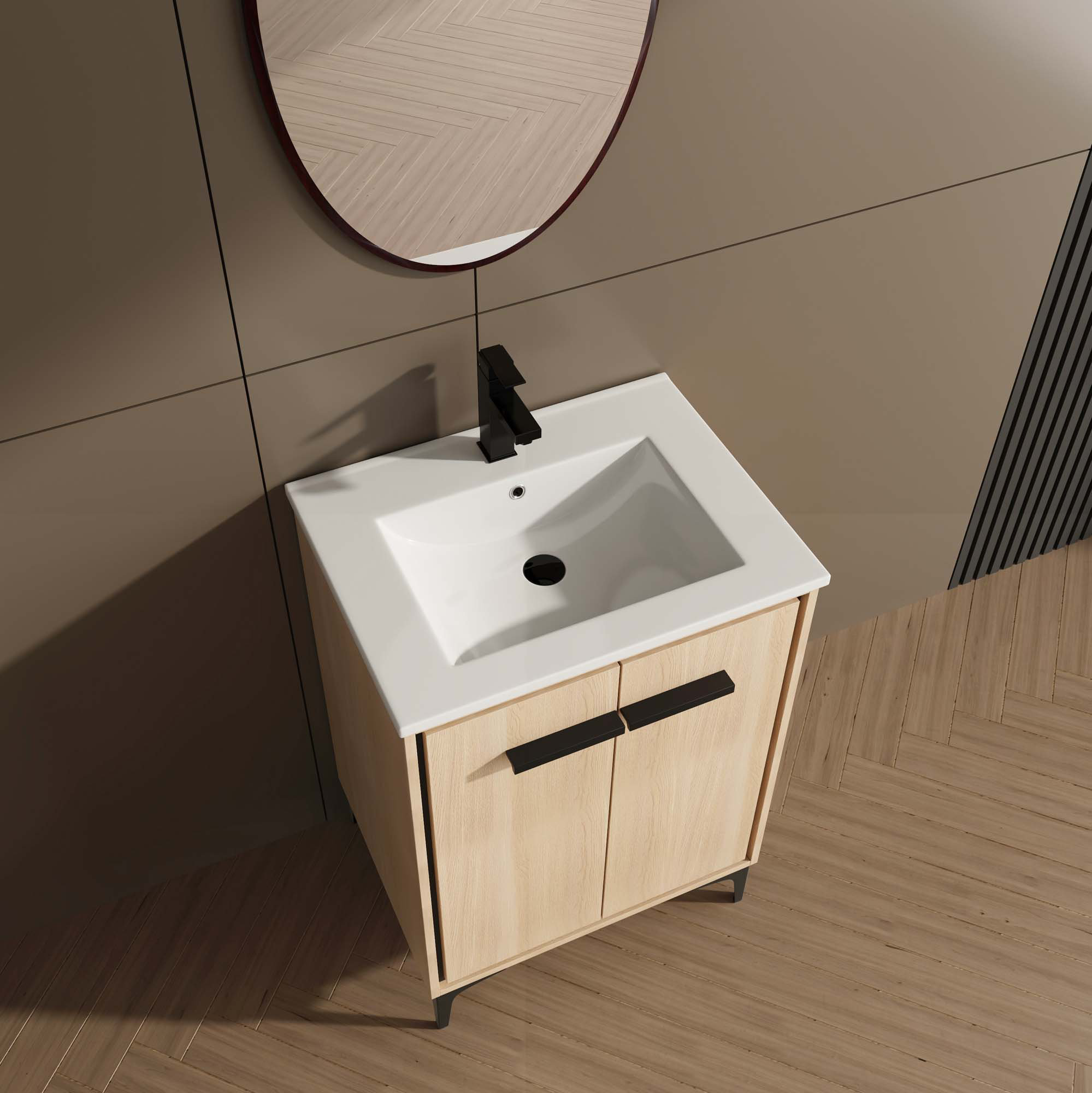Ebern Designs Bathroom Vanity Base With Basin And 2 Doors | Wayfair