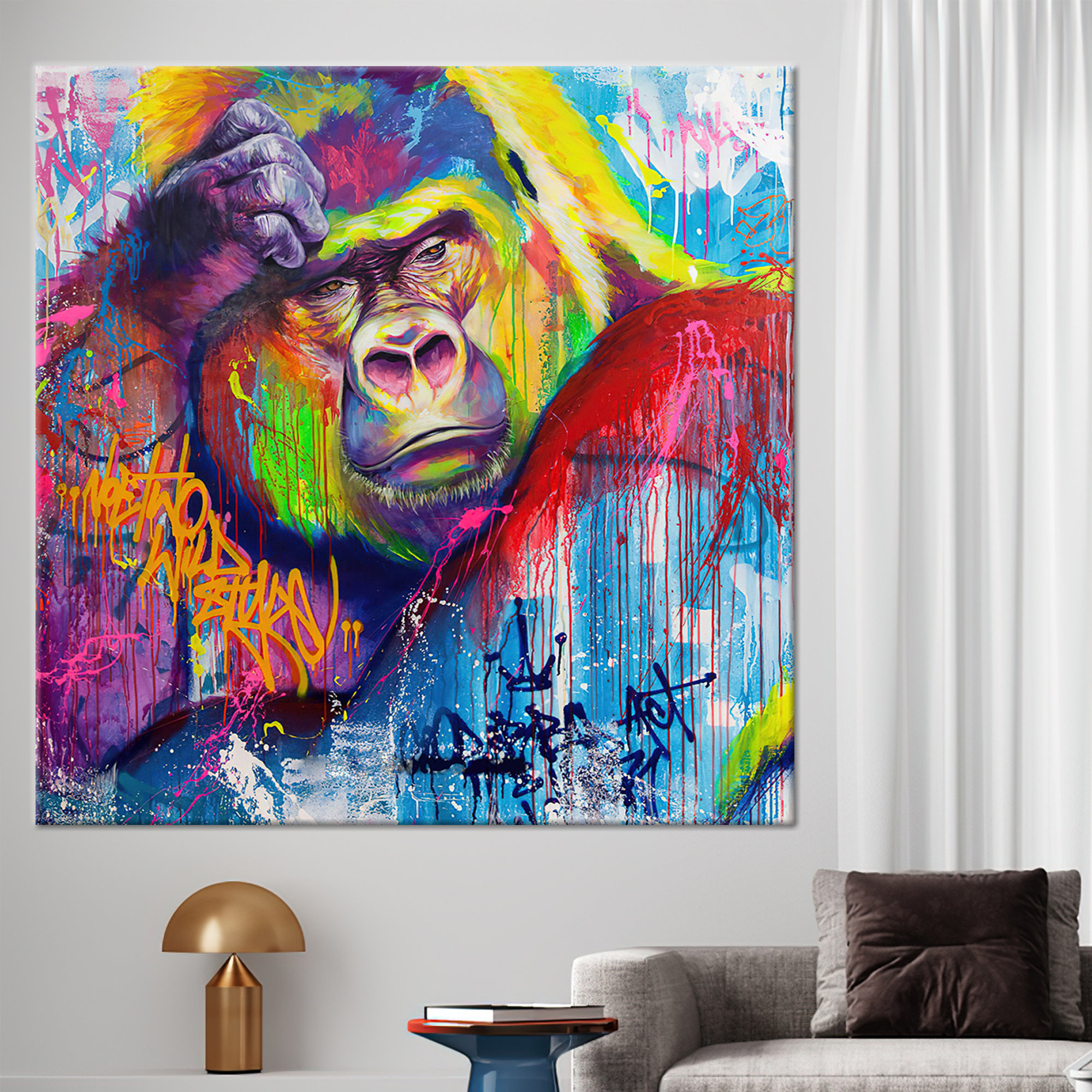 kayra export Modern Artwork, Chimp Art, Monkey Canvas Art, Abstract ...