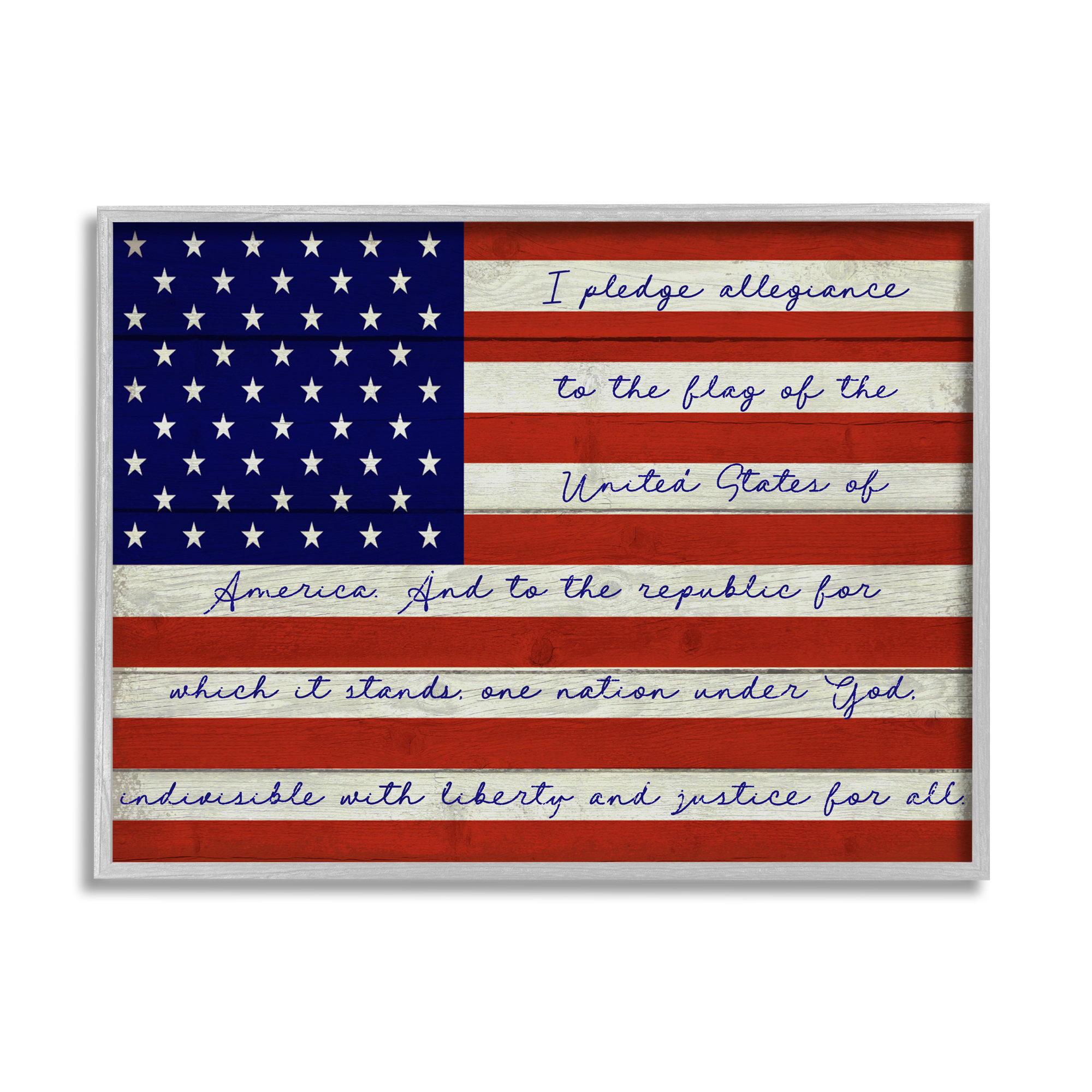 Stupell Industries Pledge Of Allegiance Flag On Wood by Corinne Haig ...
