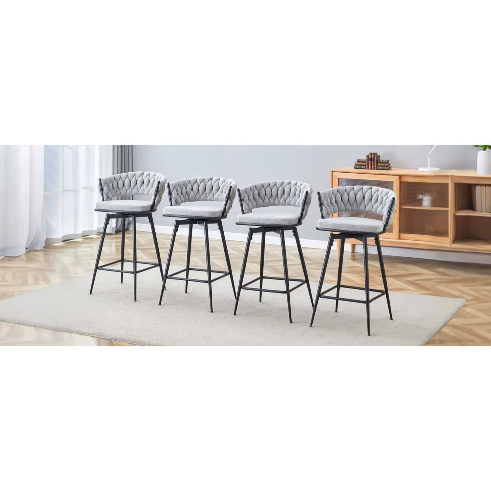 Corrigan Studio® ° Rotating Bar Stools With Breathable Linen Cushions ...