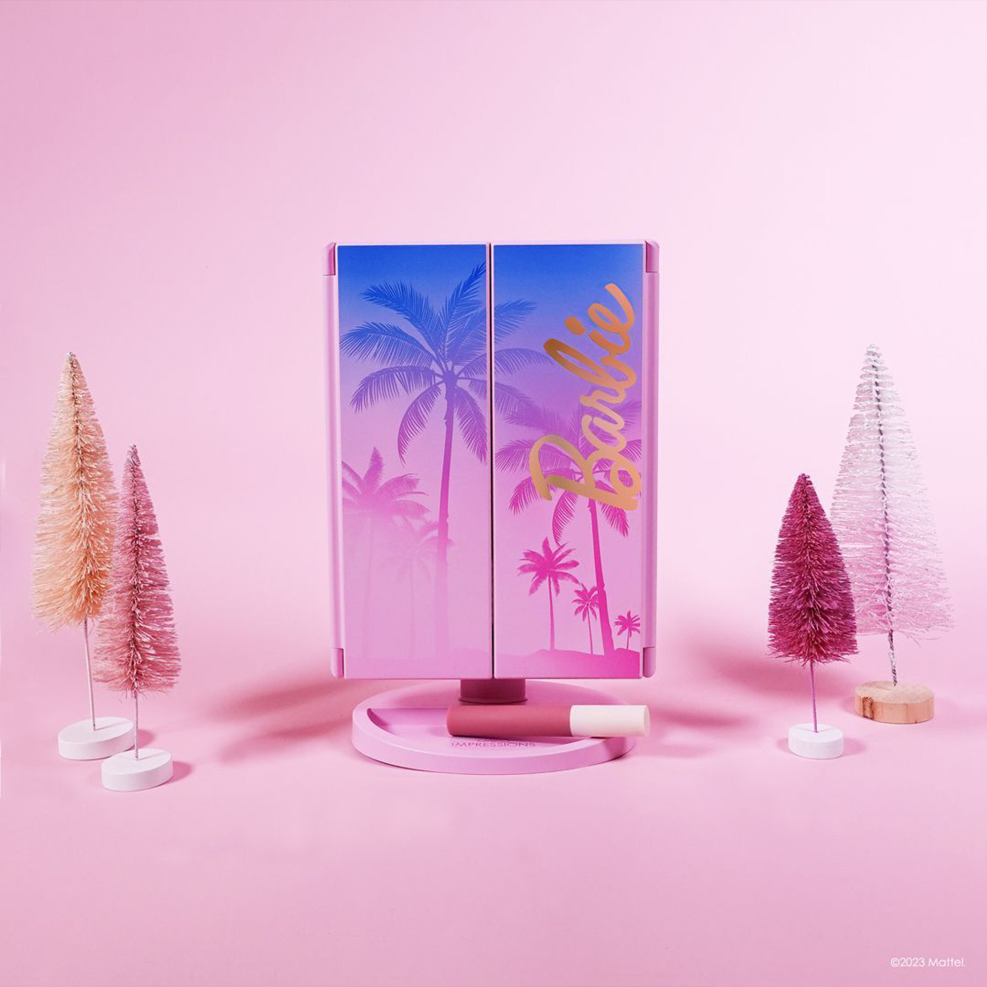 Wrought Studio™ Ionas Barbie Trifold Makeup Mirror with Magnification ...