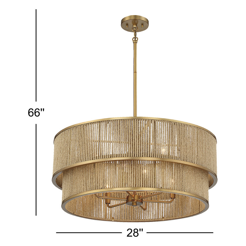 Birch Lane™ Han 6-Light Pendant In Warm Brass And Rope & Reviews | Wayfair