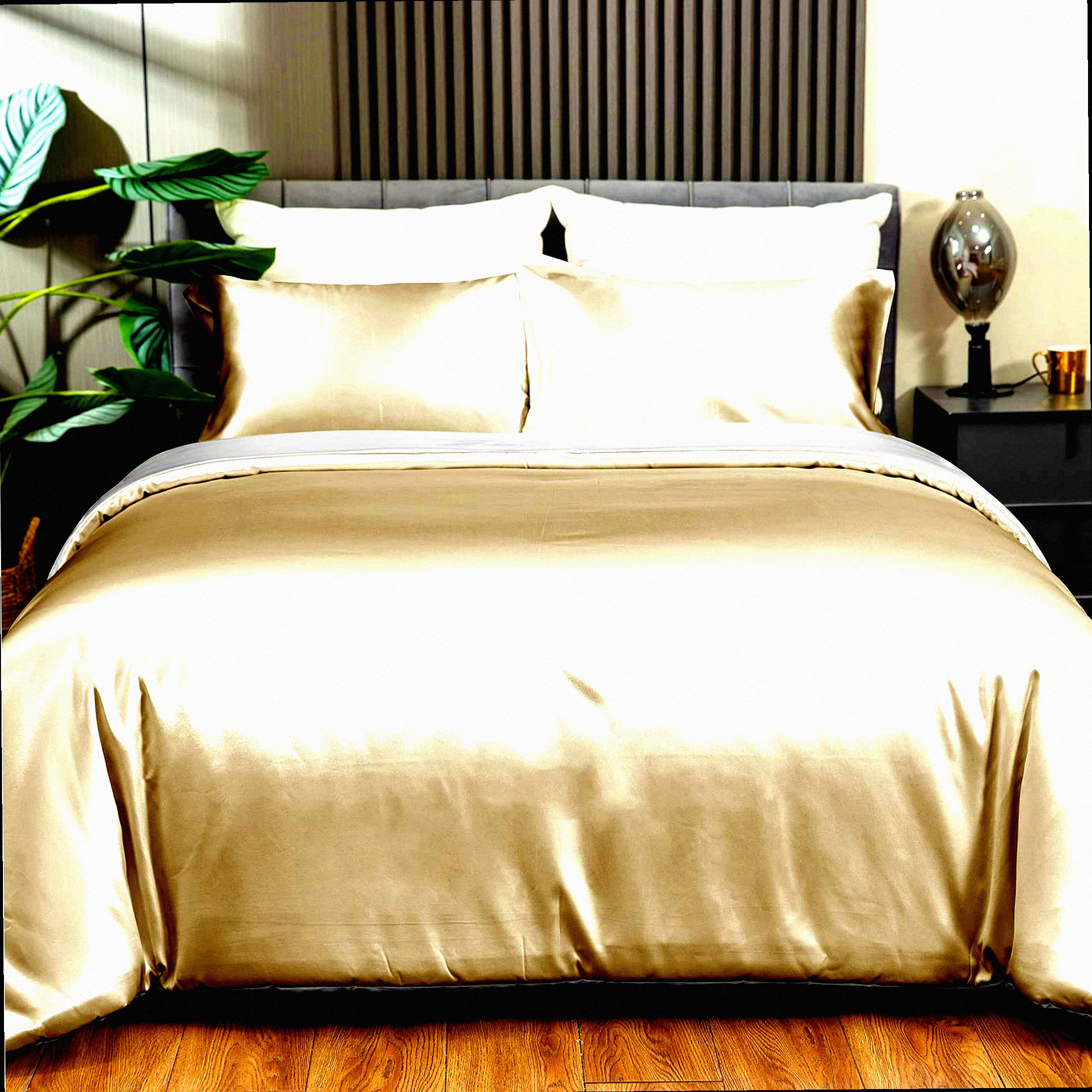 Rosdorf Park Gold Silk Comforter Set - Queen Size Reversible Cooling ...