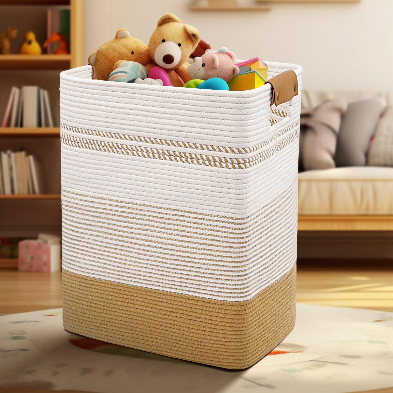 PALEYI Laundry Hamper With Leather Handles | Wayfair