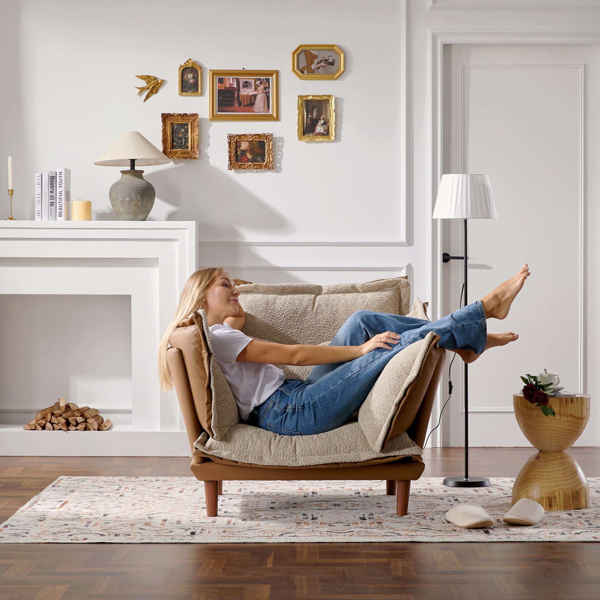 Latitude Run® Modern Style Chenille Oversized Armchair Accent Chair ...
