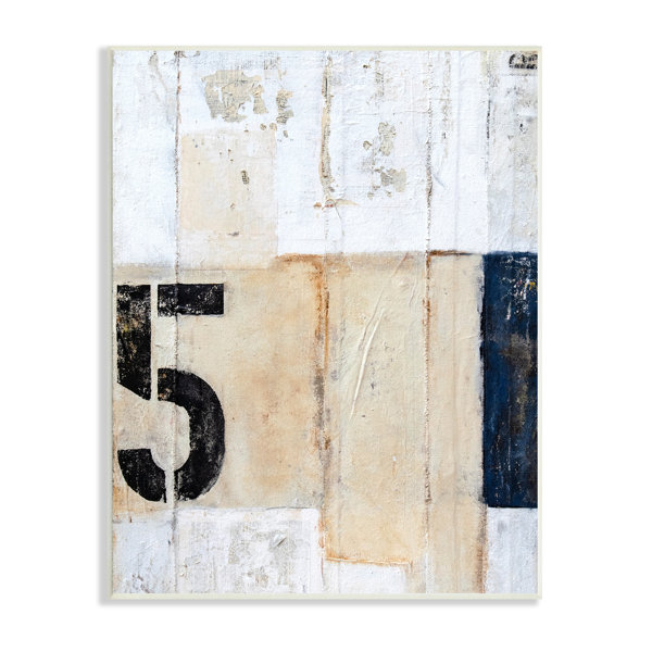 Stupell Industries Weathered Street Style Number 5 Stencil Rustic ...