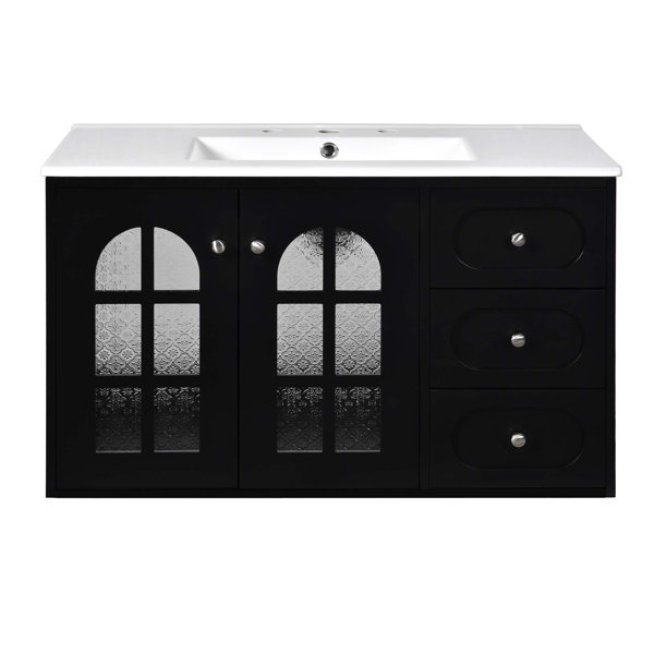 George Oliver 36 Inch Floating Bathroom Vanity With Ceramic Sink, Wall ...
