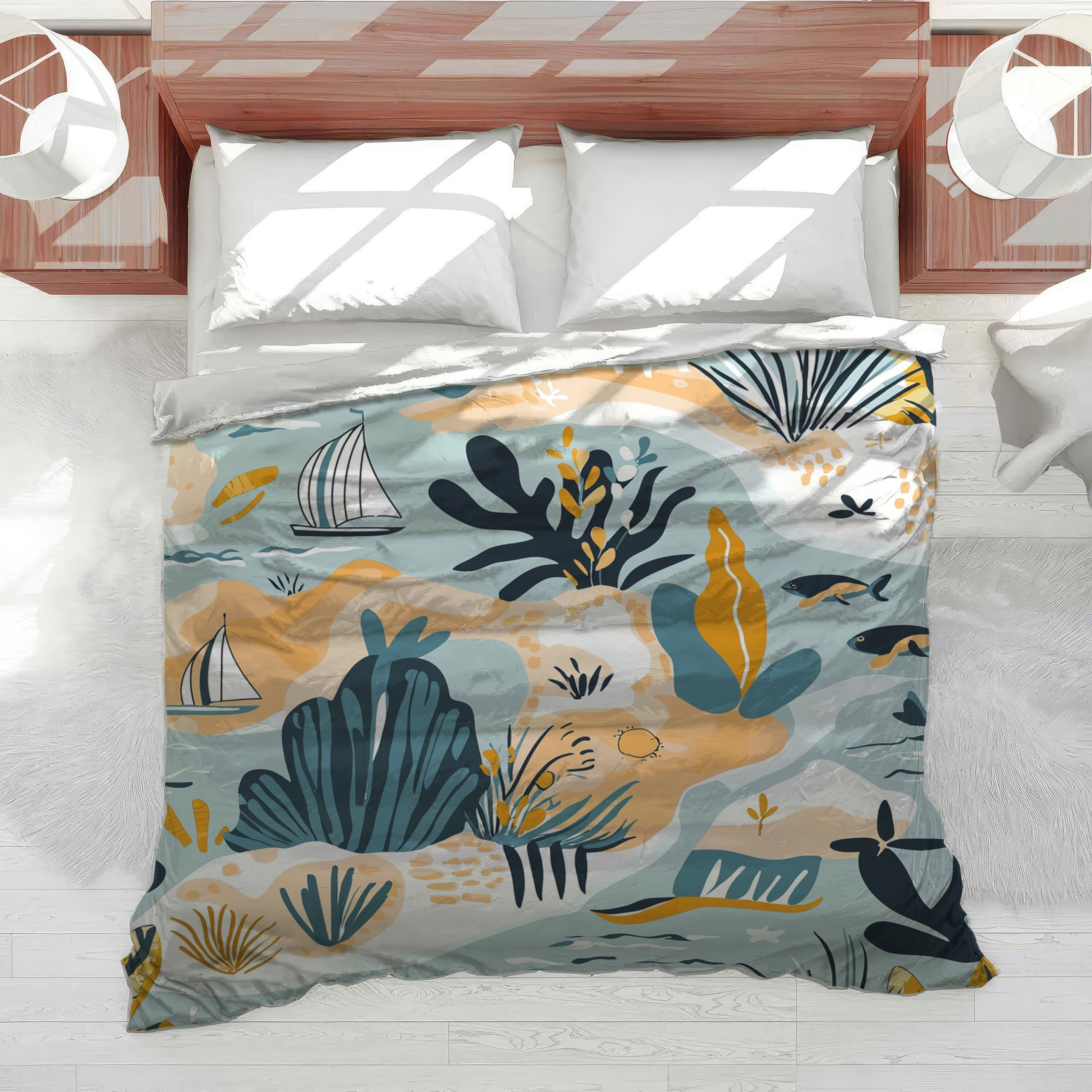 VisionDecor Seascape Bedding Nature Comforter Coastal Beach | Wayfair