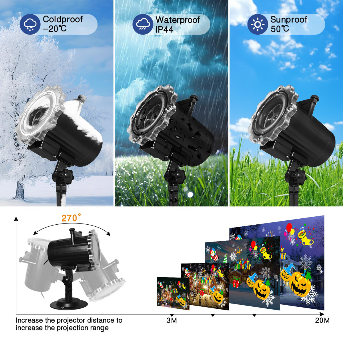 HIRVOK 64 HD Patterns Holiday Projector Light with Remote Control | Wayfair