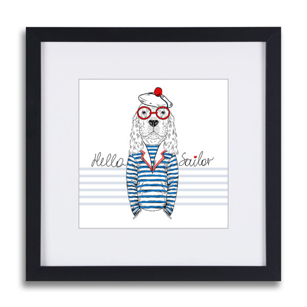 Trinx Navy Dog Funny Animal by Danson - Picture Frame Painting on ...