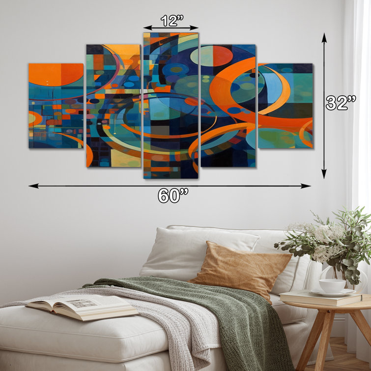 DesignArt Orange Blue Geometry Unleashed II - Abstract Shapes Metal ...