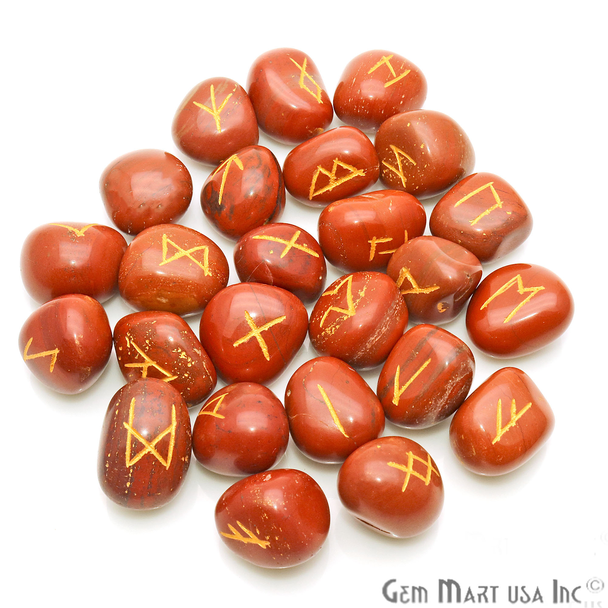 GemMartUSA Rune Stones Red Jasper Spiritual Futhark Reiki Symbols Gemstones 25PC LOT | Wayfair