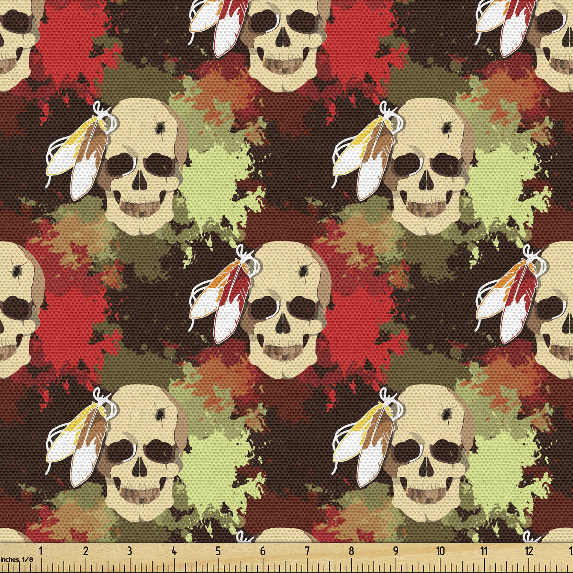 Happy Larry Gebhardt Skull with Feathers Tribe with Colourful Splash ...