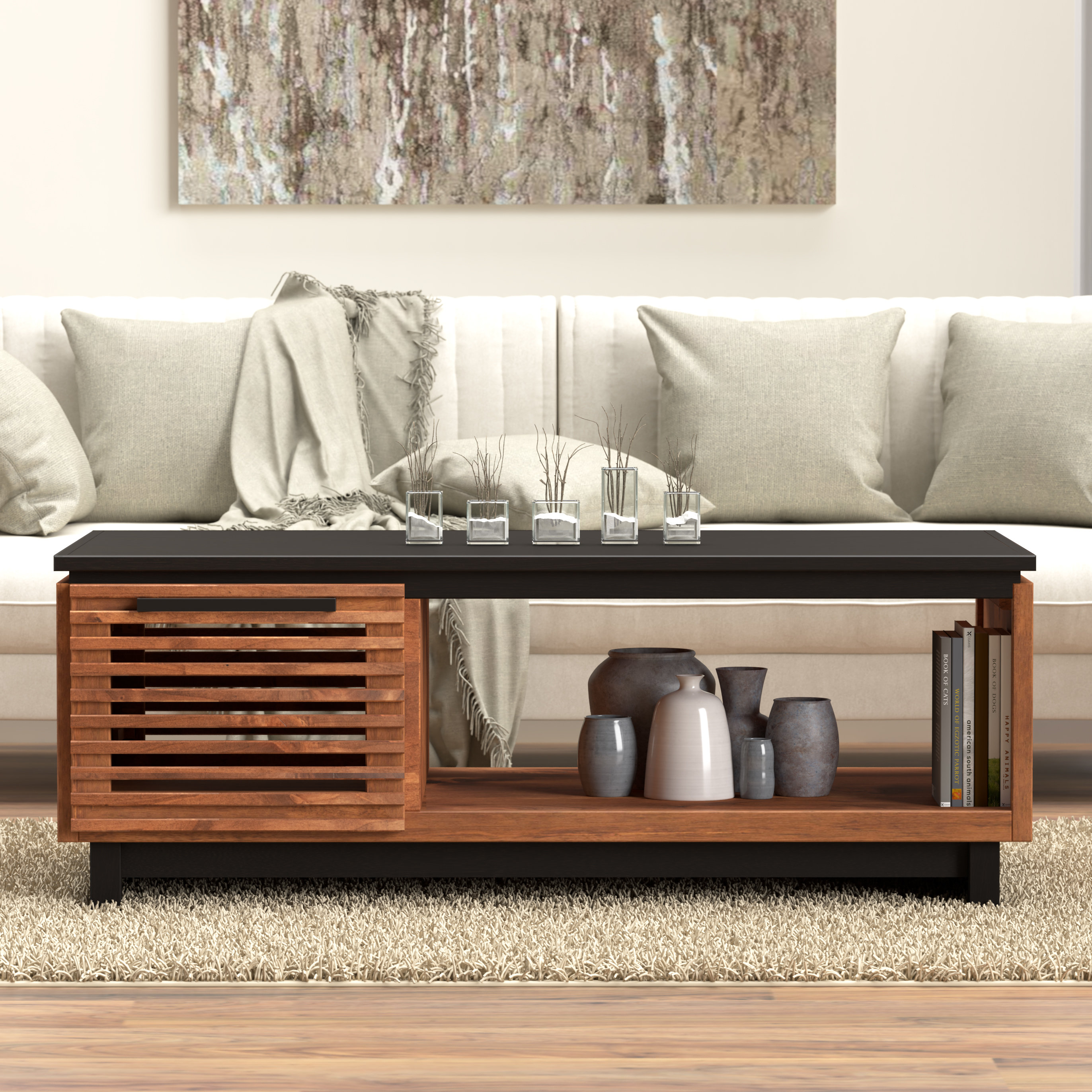 Trent Austin Design® Liddel 47" Modern Storage Coffee Table, Fully ...