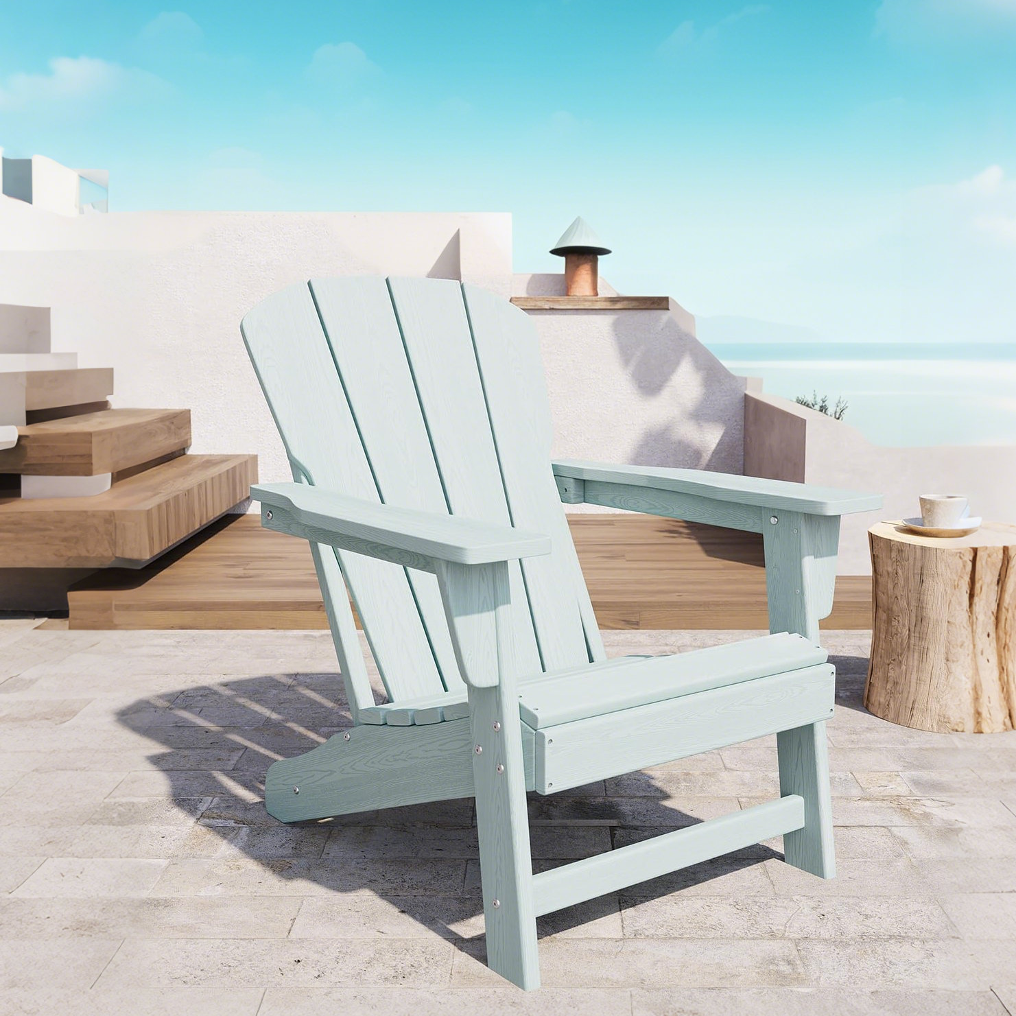 Ebern Designs Outdoor Adirondack Chairs, HDPE Plastic Patio Chairs for ...