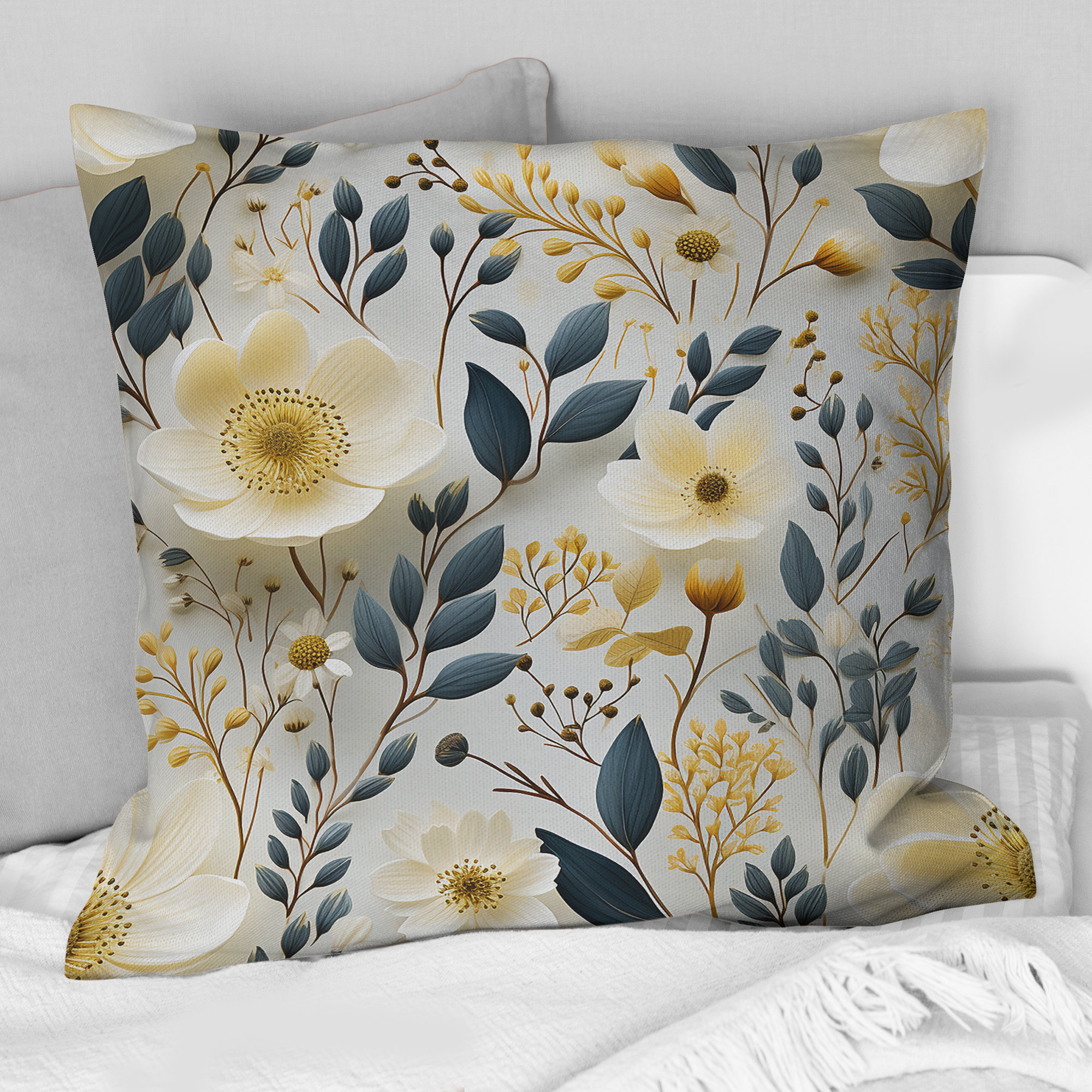 Design Art Scandinavian Garden Flower Whirl - Floral Printed Throw ...