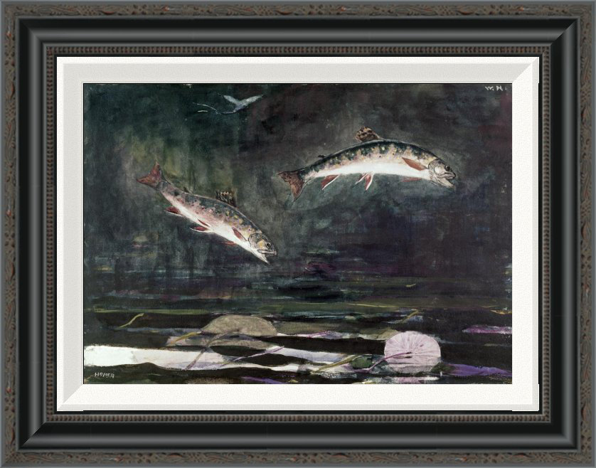 Vault W Artwork Leaping Trout by Winslow Homer - Picture Frame Print on ...