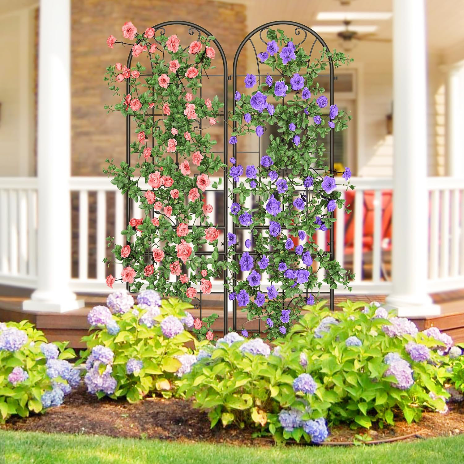 World Menagerie 2 Pack Garden Arch Trellises Metal Garden Trellis ...
