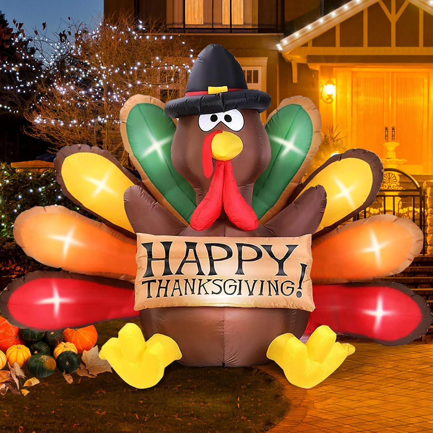 The Holiday Aisle® 6FT Thanksgiving Inflatables Turkey Decor With ...
