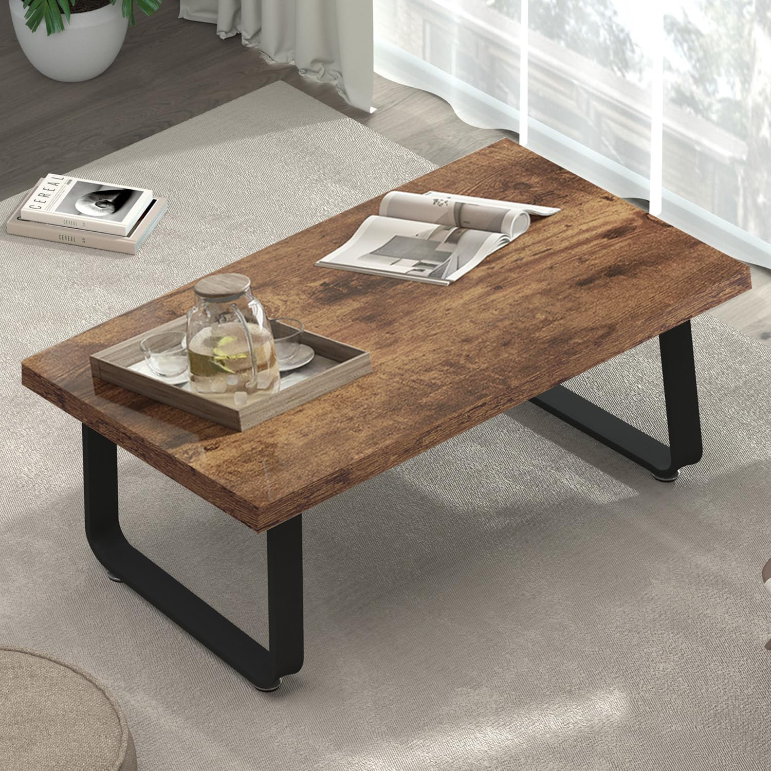 Millwood Pines Durene Rustic Brown Coffee Table, Farmhouse Oak ...