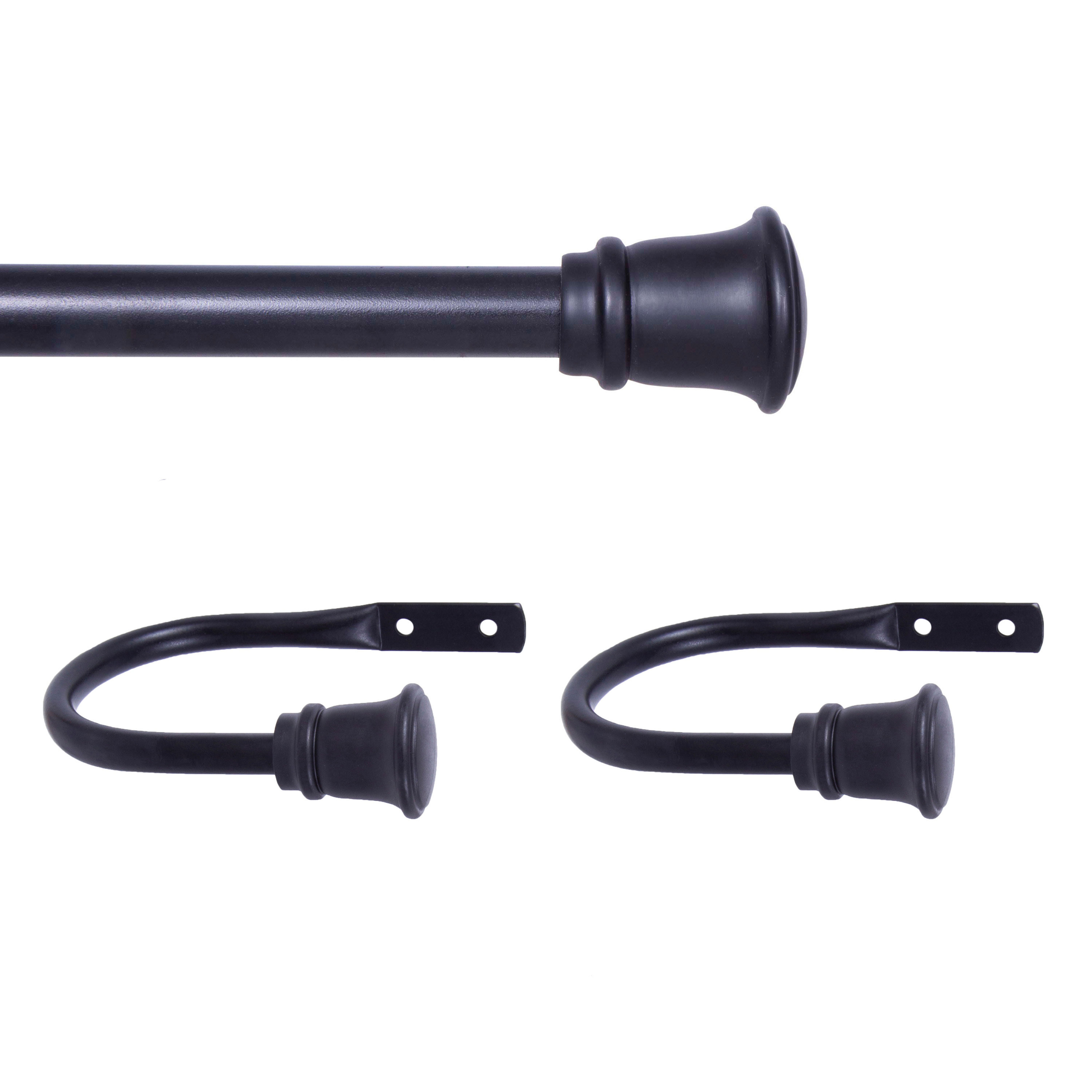 Kenney Berkley Trumpet End Curtain Rod & Holdback Set, Adjustable ...