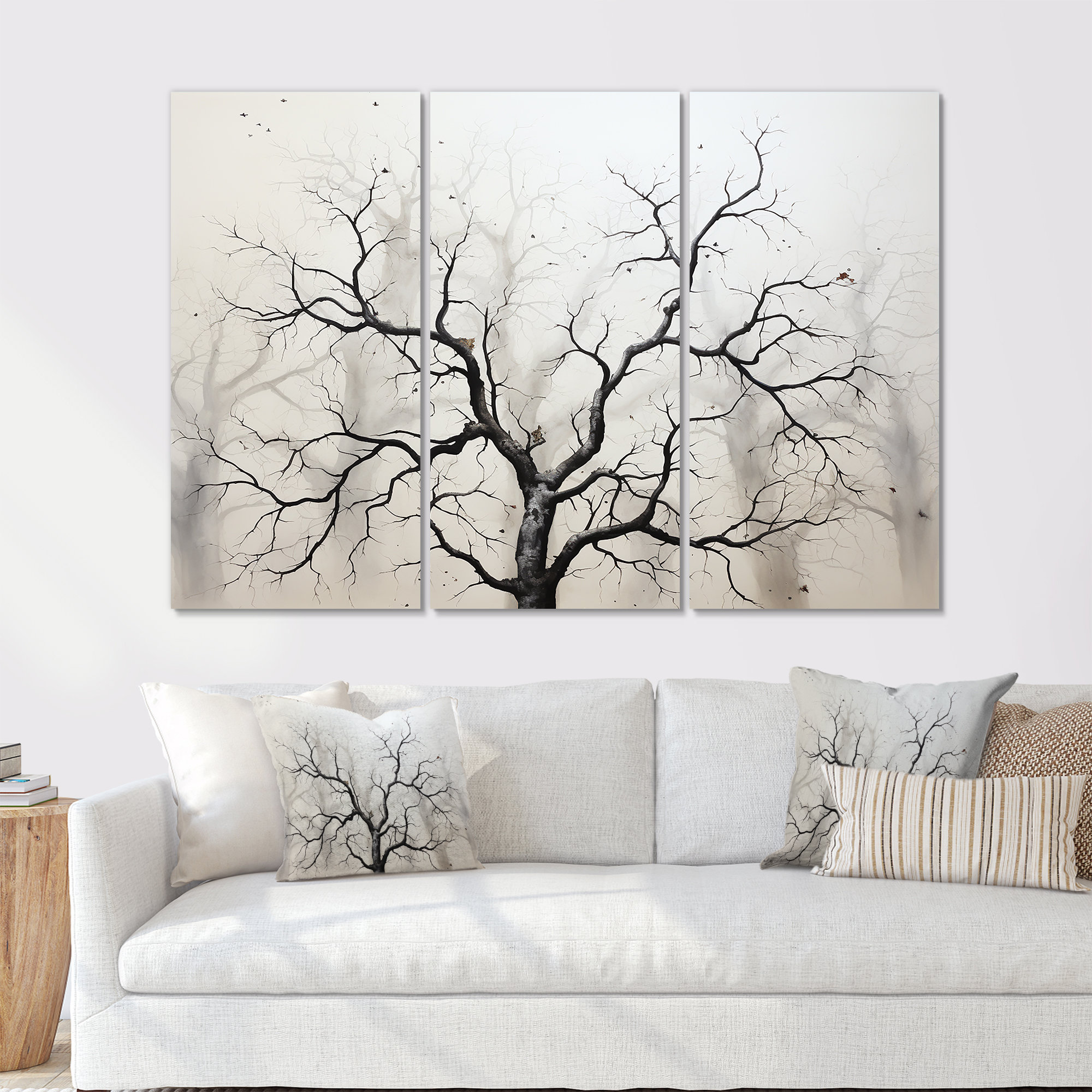 Millwood Pines White And Grey Minimalism Maple Tree II - Tree Maple ...
