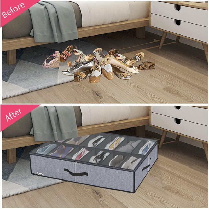 Rebrilliant 12 Pair Underbed Shoe Storage | Wayfair