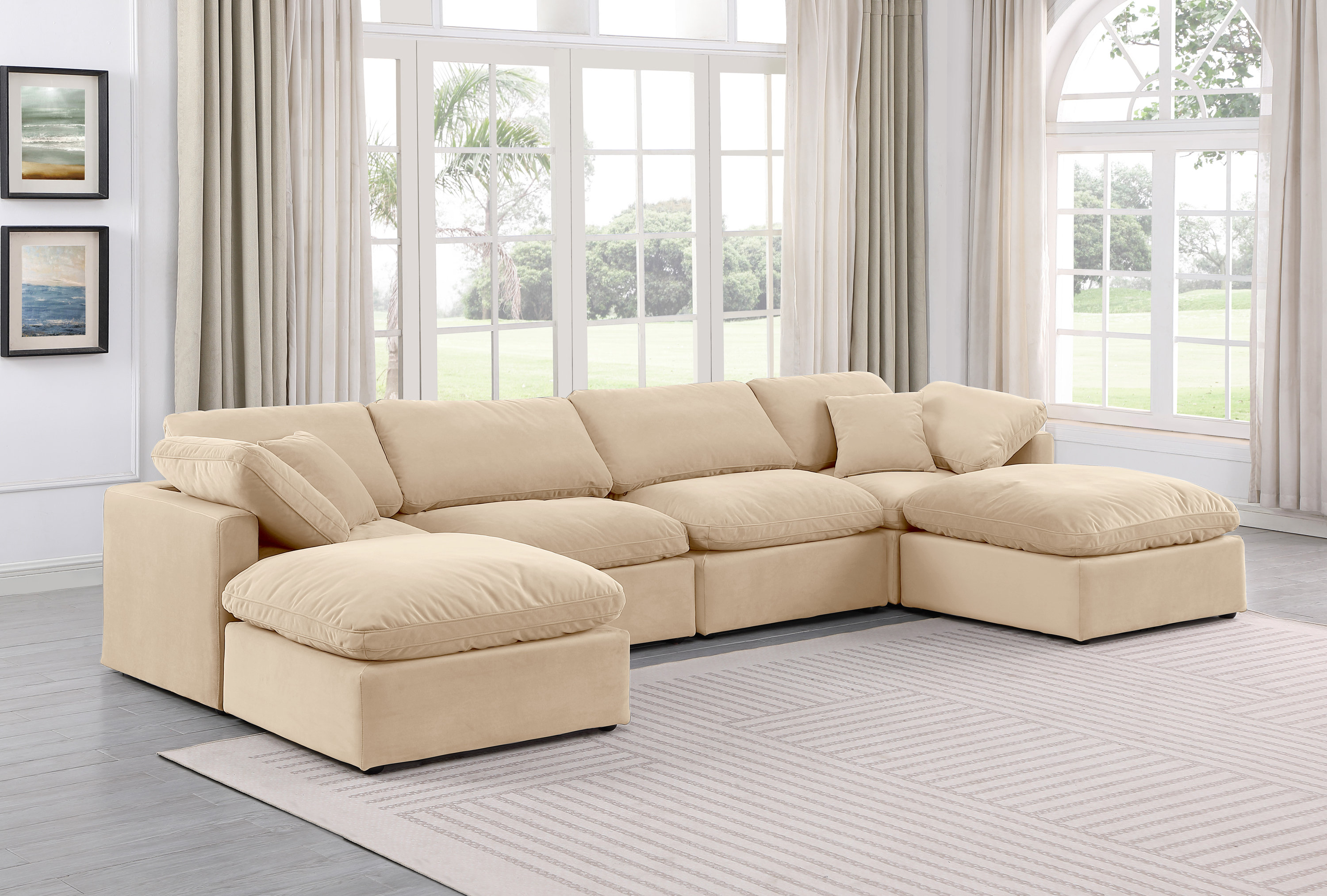 Wrought Studio Itala Velvet Upholstered 6-Piece U-Shaped Modular ...