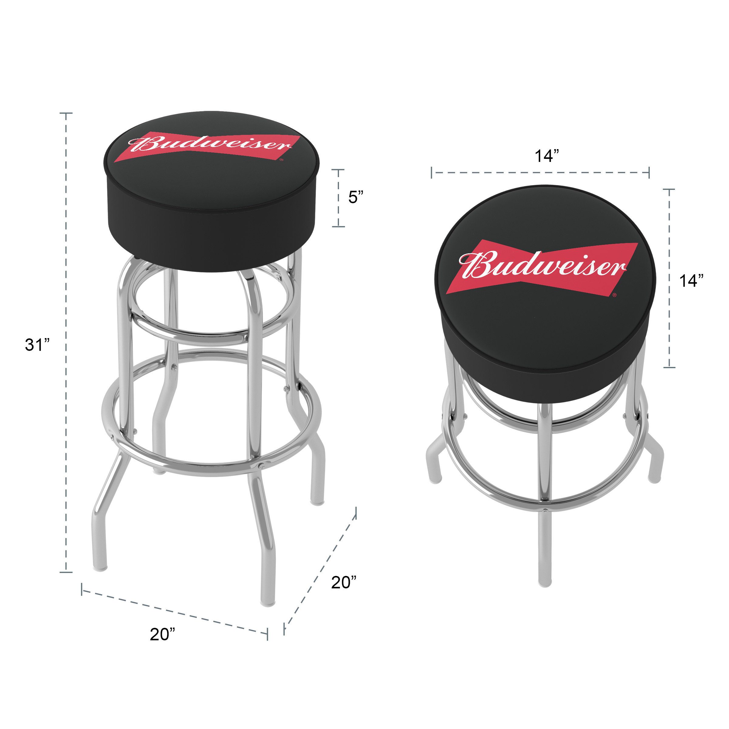 Trademark Global Budweiser Swivel 31" Bar Stool & Reviews | Wayfair