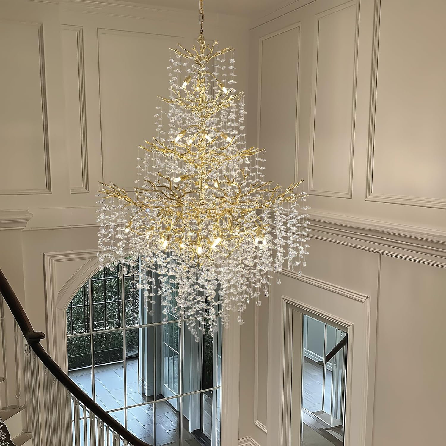 Everly Quinn Modern Crystal Tree Branch Chandelier For High Ceilings ...