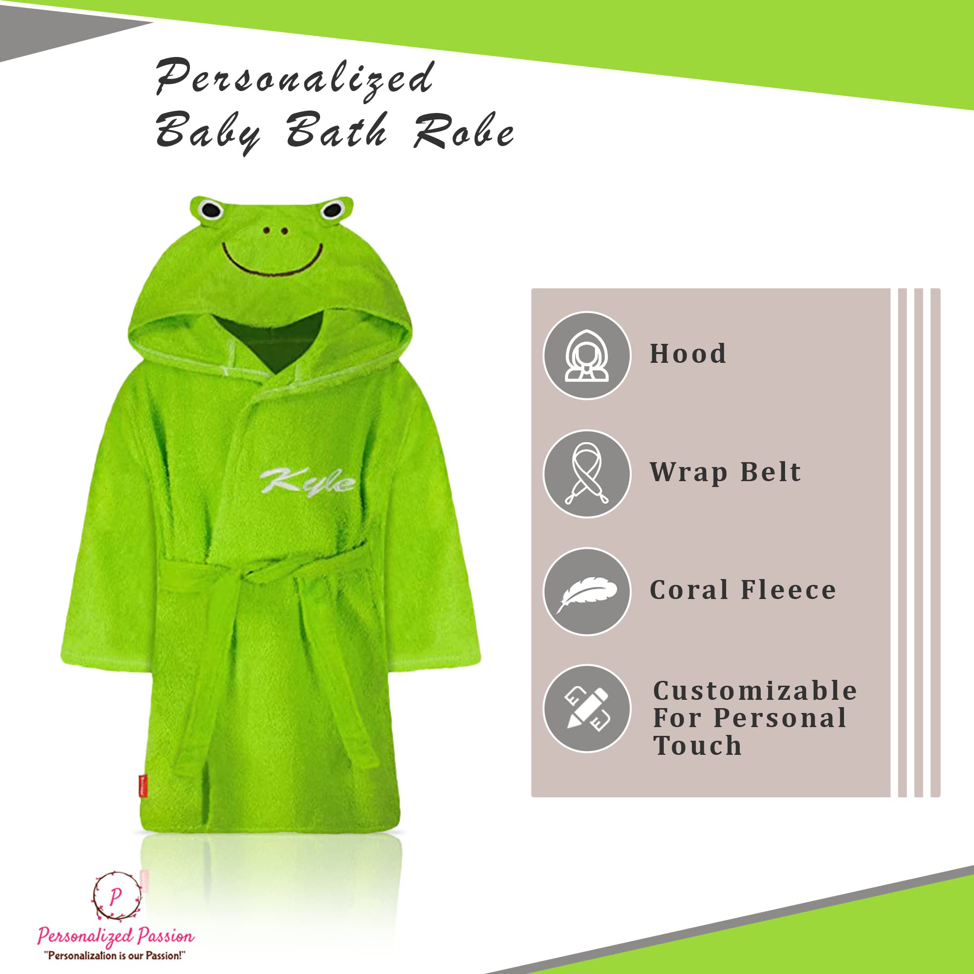 Personalized Passion Personalized Baby Bath Robe-Plush Animal Hooded ...