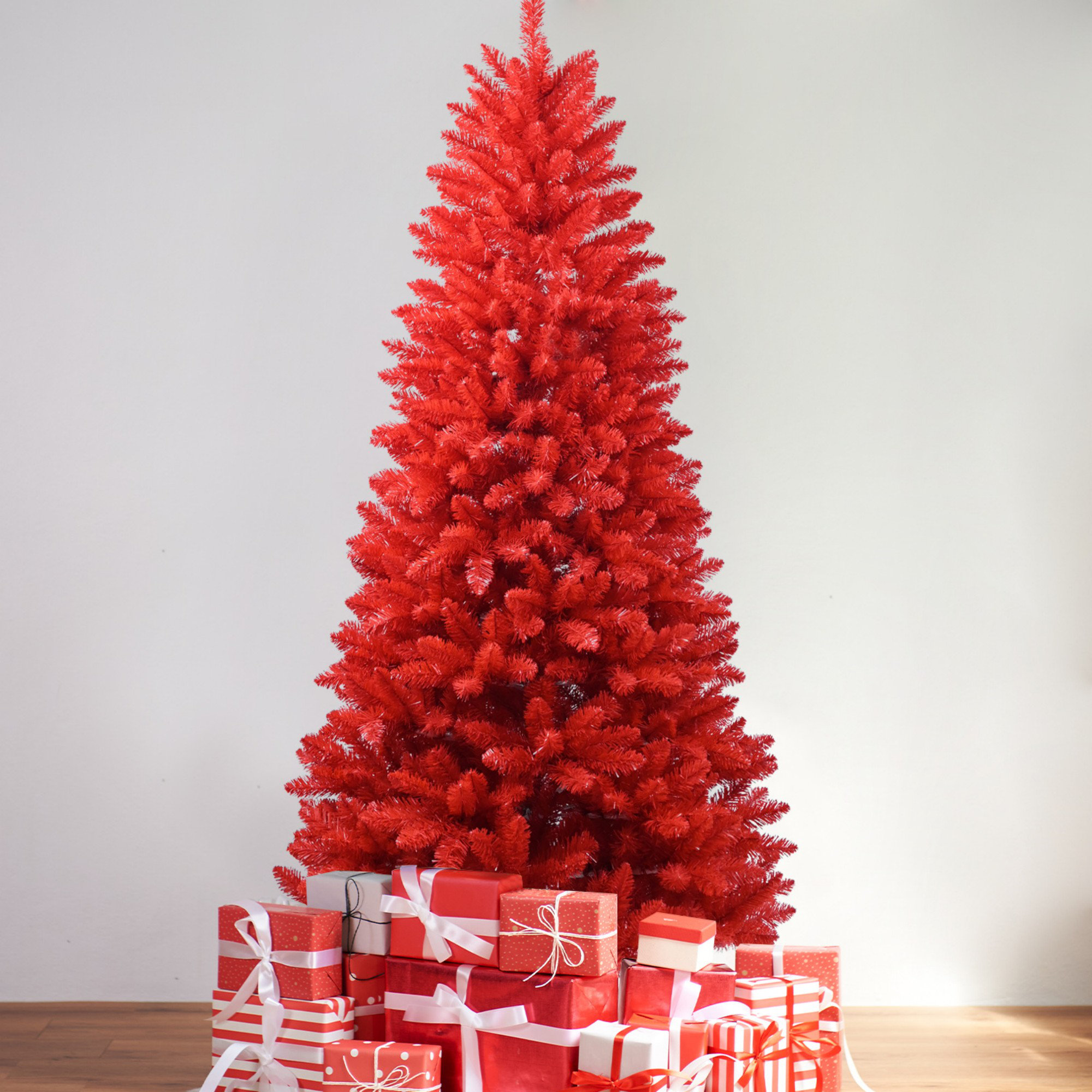 The Holiday Aisle® Modern PVC Red Christmas Tree | Wayfair