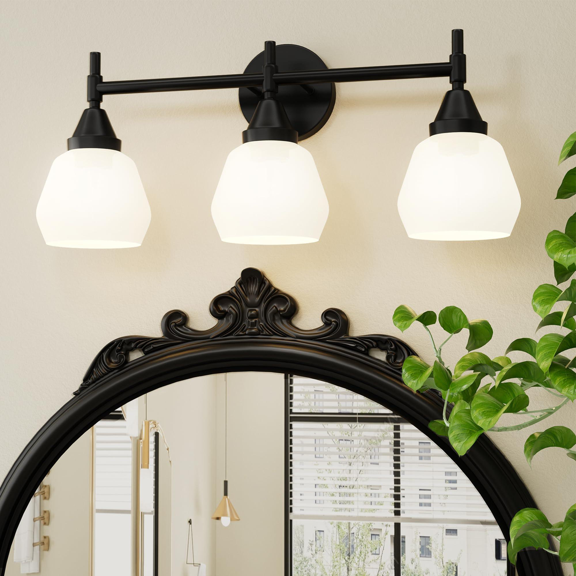 VOMGEB1 3-Light Bath Fixture, Clear Hourglass Glass Shades | Wayfair