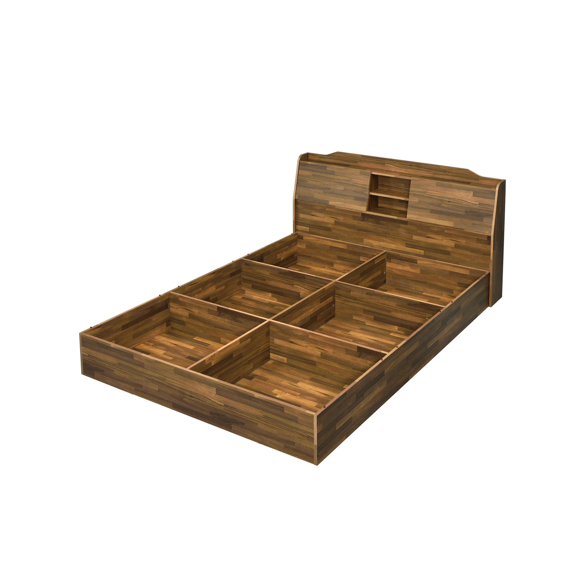 Red Barrel Studio® Walnut Finish Bed W/Storage | Wayfair