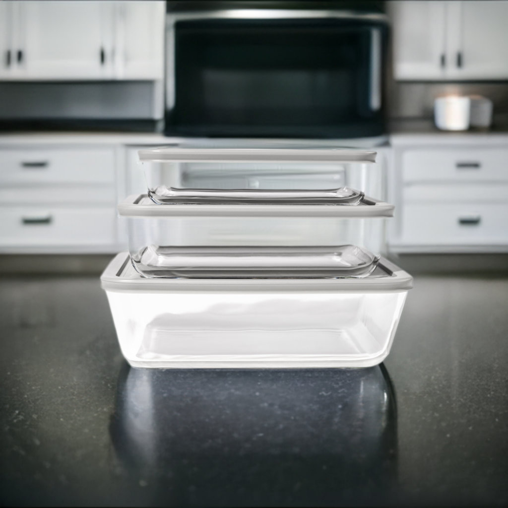 Prep & Savour Kitchen Storage Glass Food Containers 6 Piece Nested Set ...