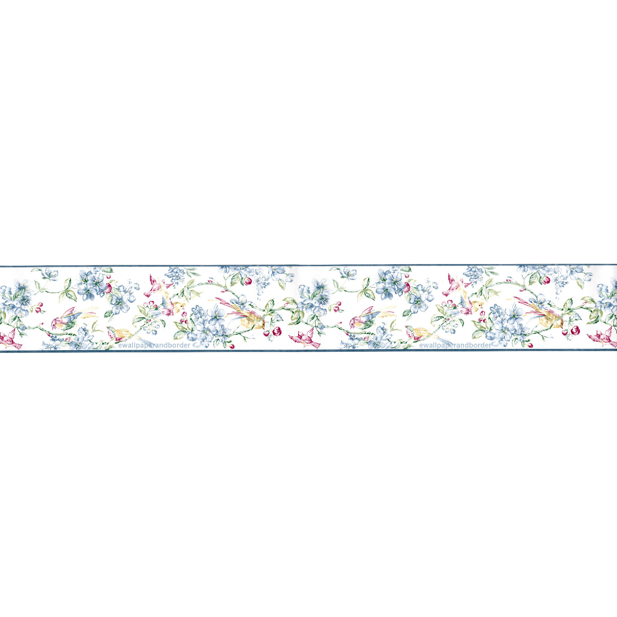 Winston Porter Birds and Flowers Wallpaper Border - Blue, Green, Yellow ...