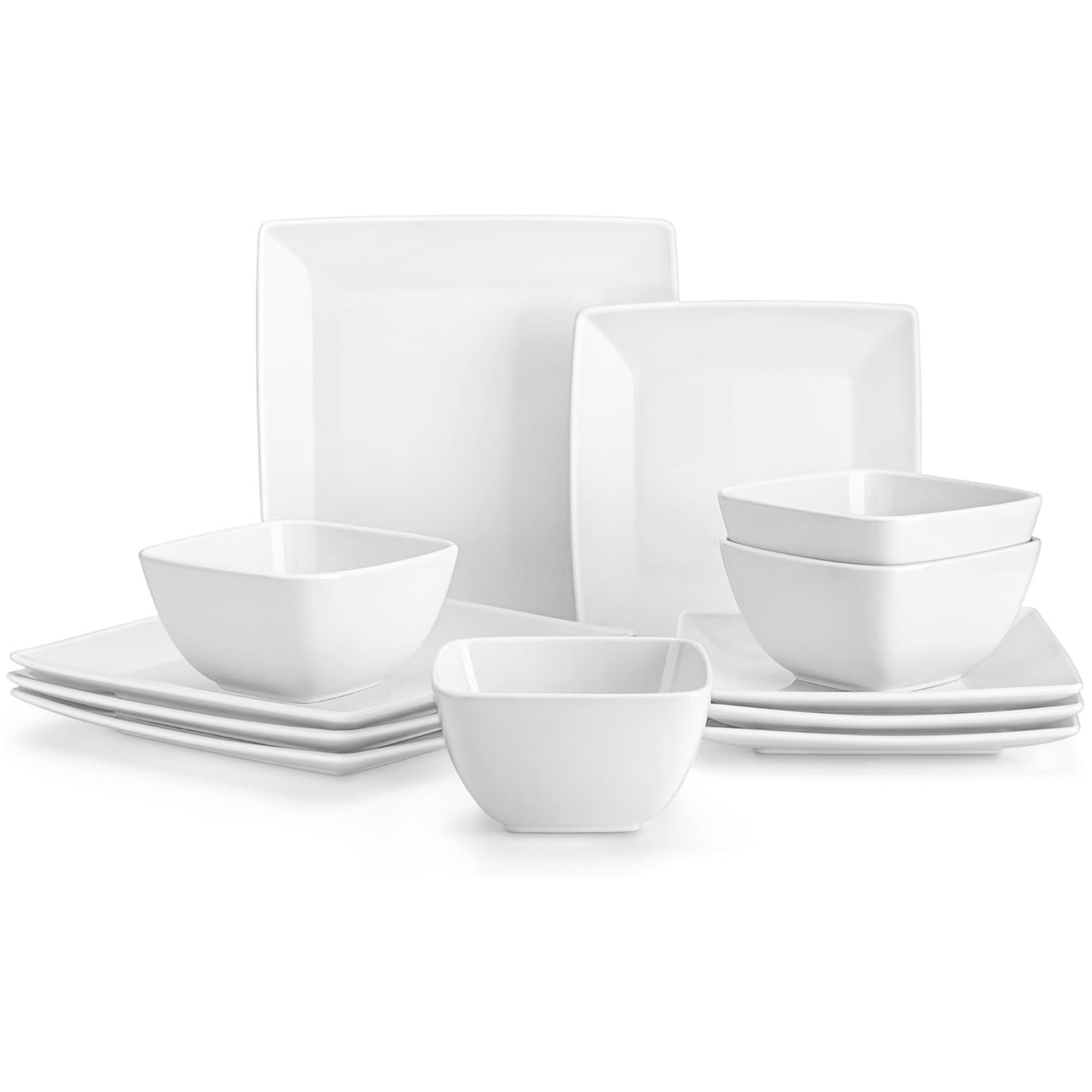 Hokku Designs Soho Series Dinnerware Sets 12 Pieces, White Stoneware ...