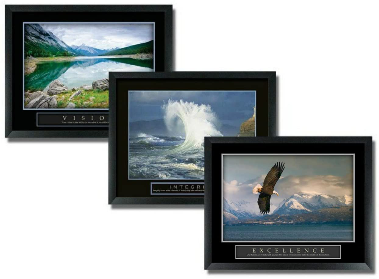 Ebern Designs Motivational Office Decor Set Of 3: Excellence, Integrity ...