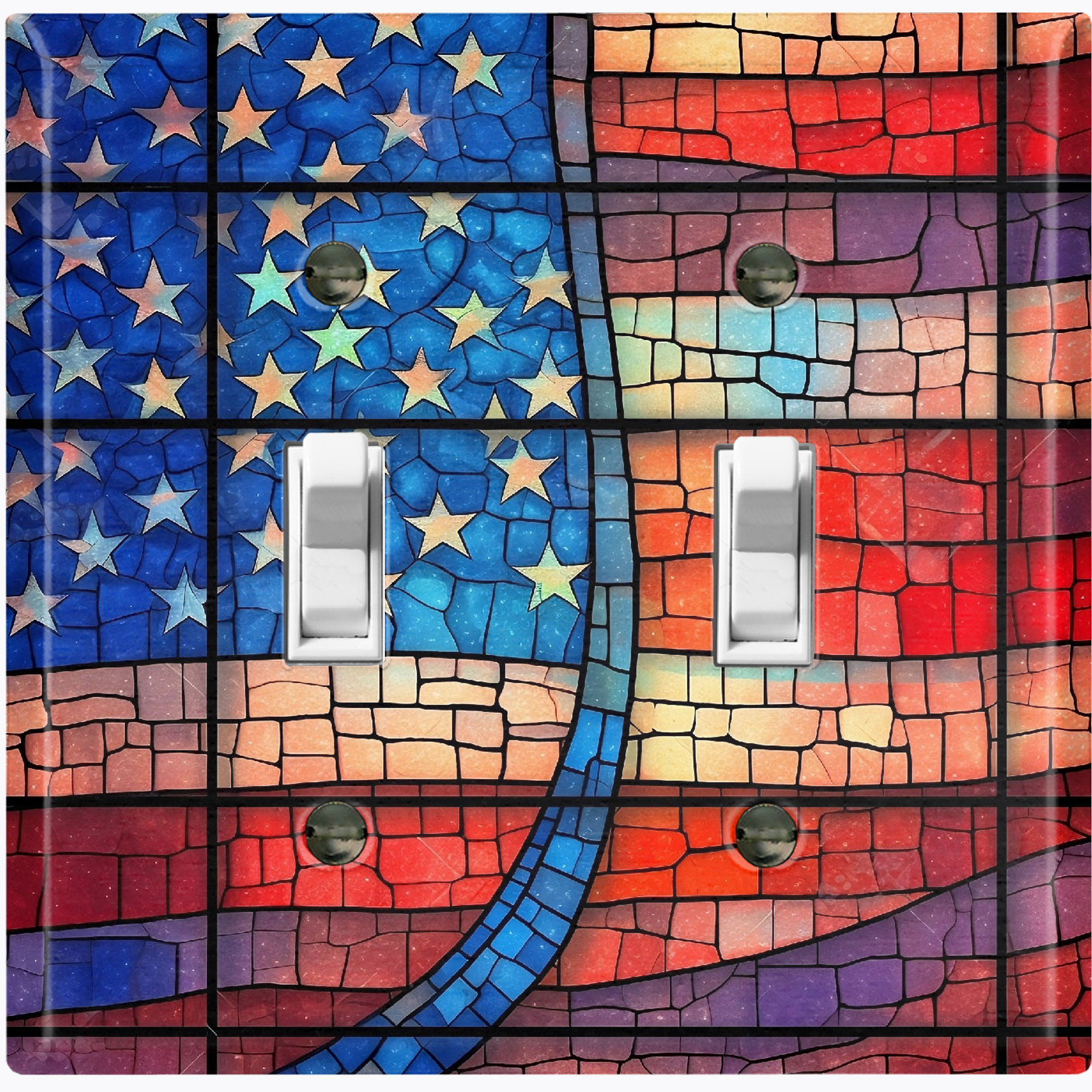WorldAcc United States Flag Tile Glass Print USA Themed 2 - Gang Toggle ...