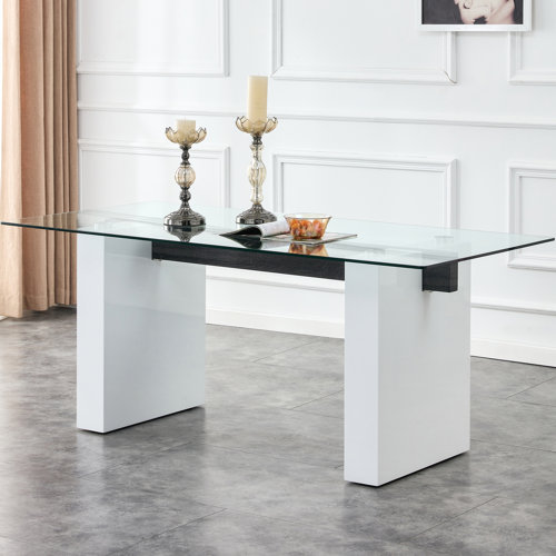 Glass Rectangular Kitchen & Dining Tables You'll Love | Wayfair