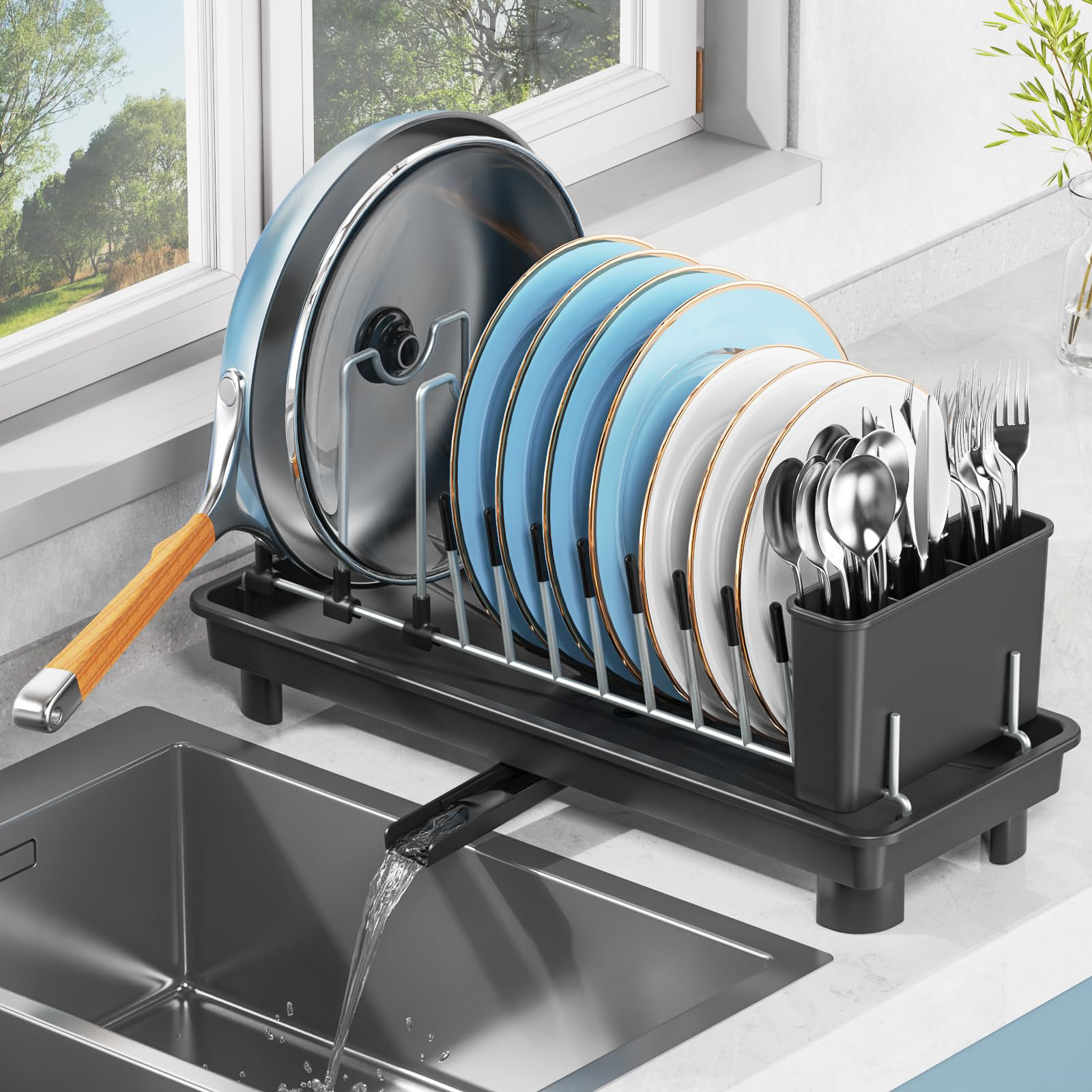 COOREL Small Dish Drying Rack, Compact Dish Rack For Kitchen Counter ...