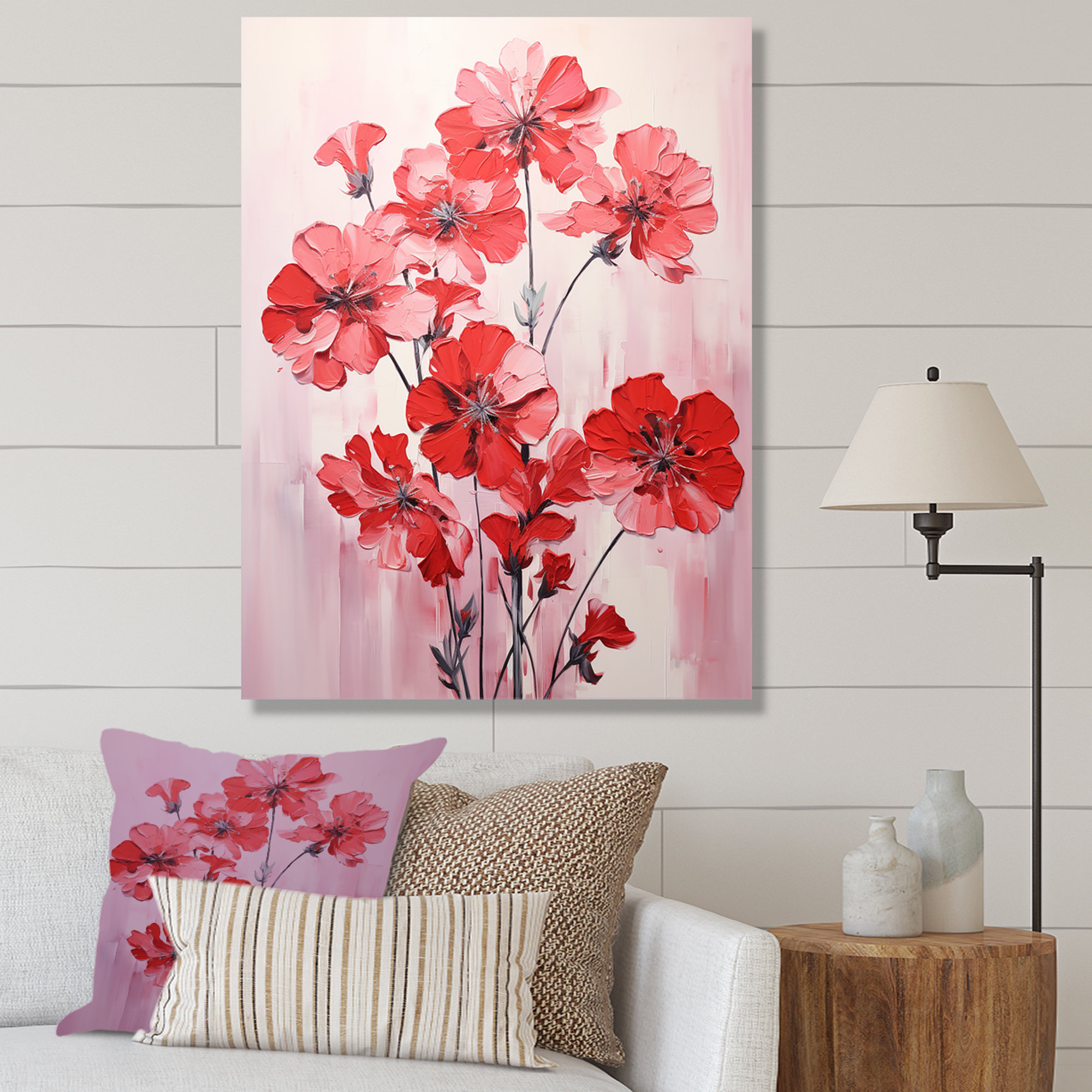 Winston Porter Minimalism White And Red Geraniums - Geraniums Wall ...