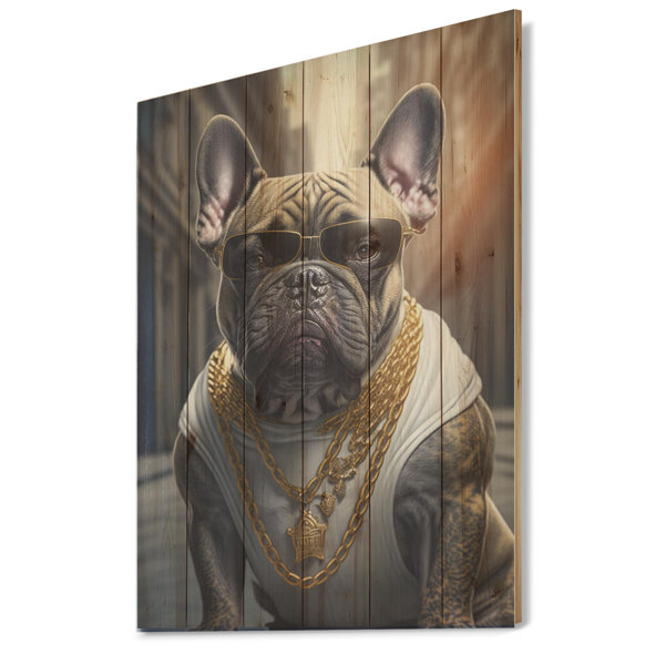 Trinx Ihtesham Frenchie Gangster In NYC V - Unframed Print on Wood ...