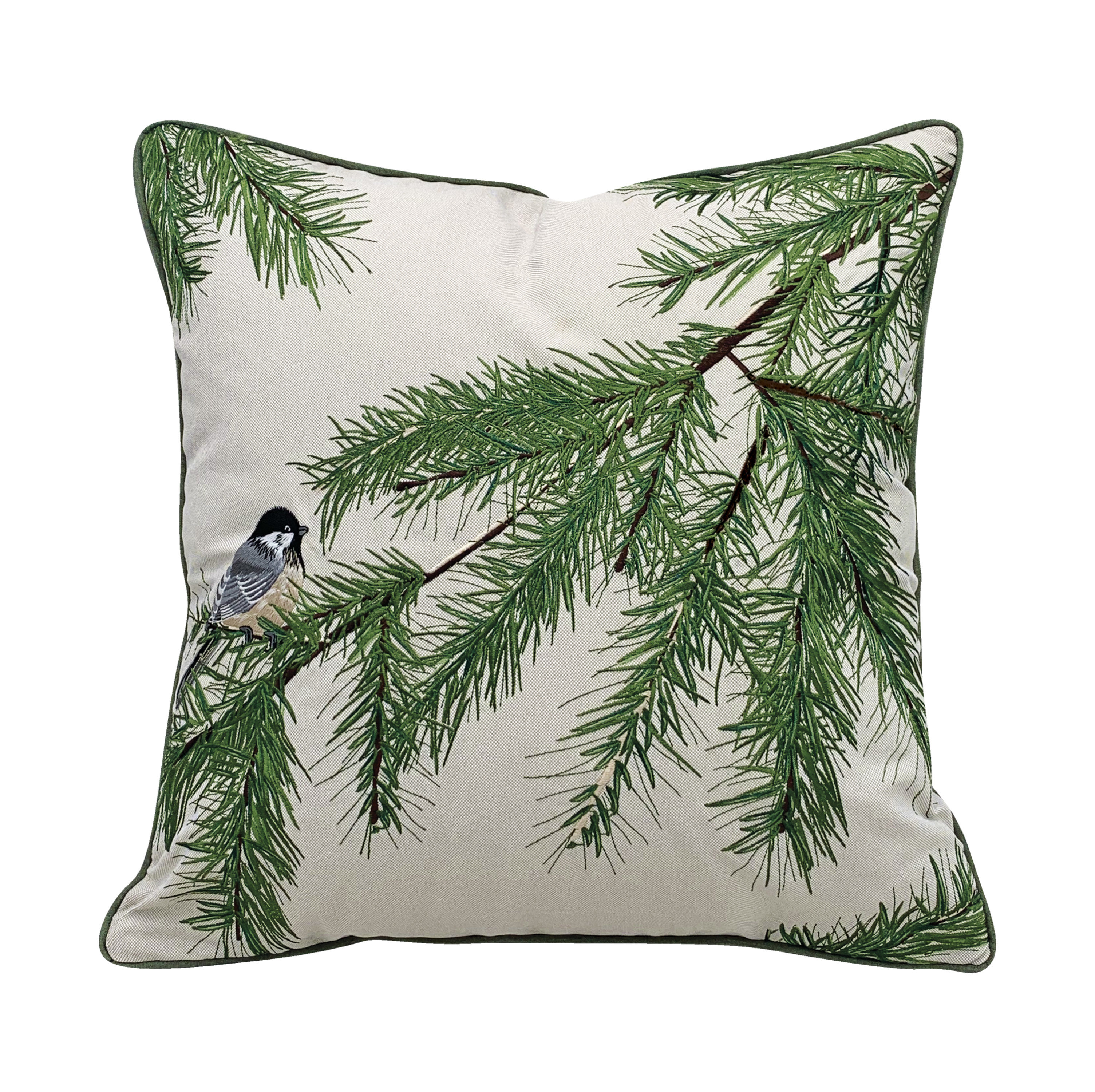 Rightside Design Chickadee and Bough Indoor/Outdoor Olefin Pillow | Wayfair