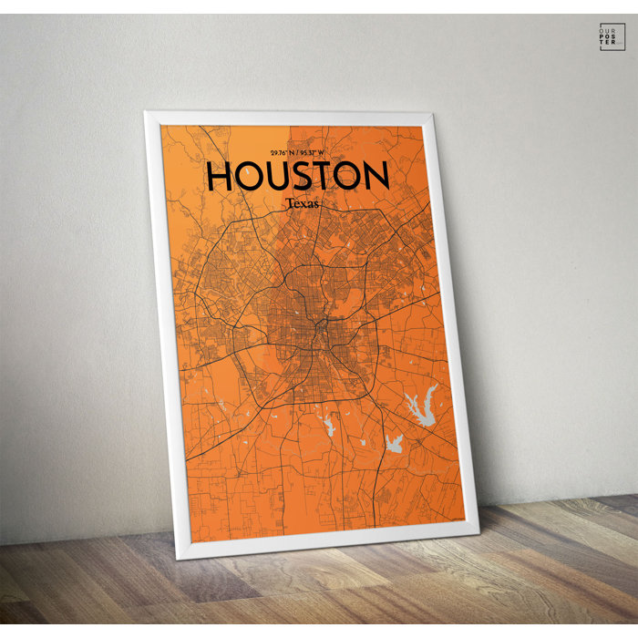 OurPoster.com " Houston City Map " on Paper | Wayfair