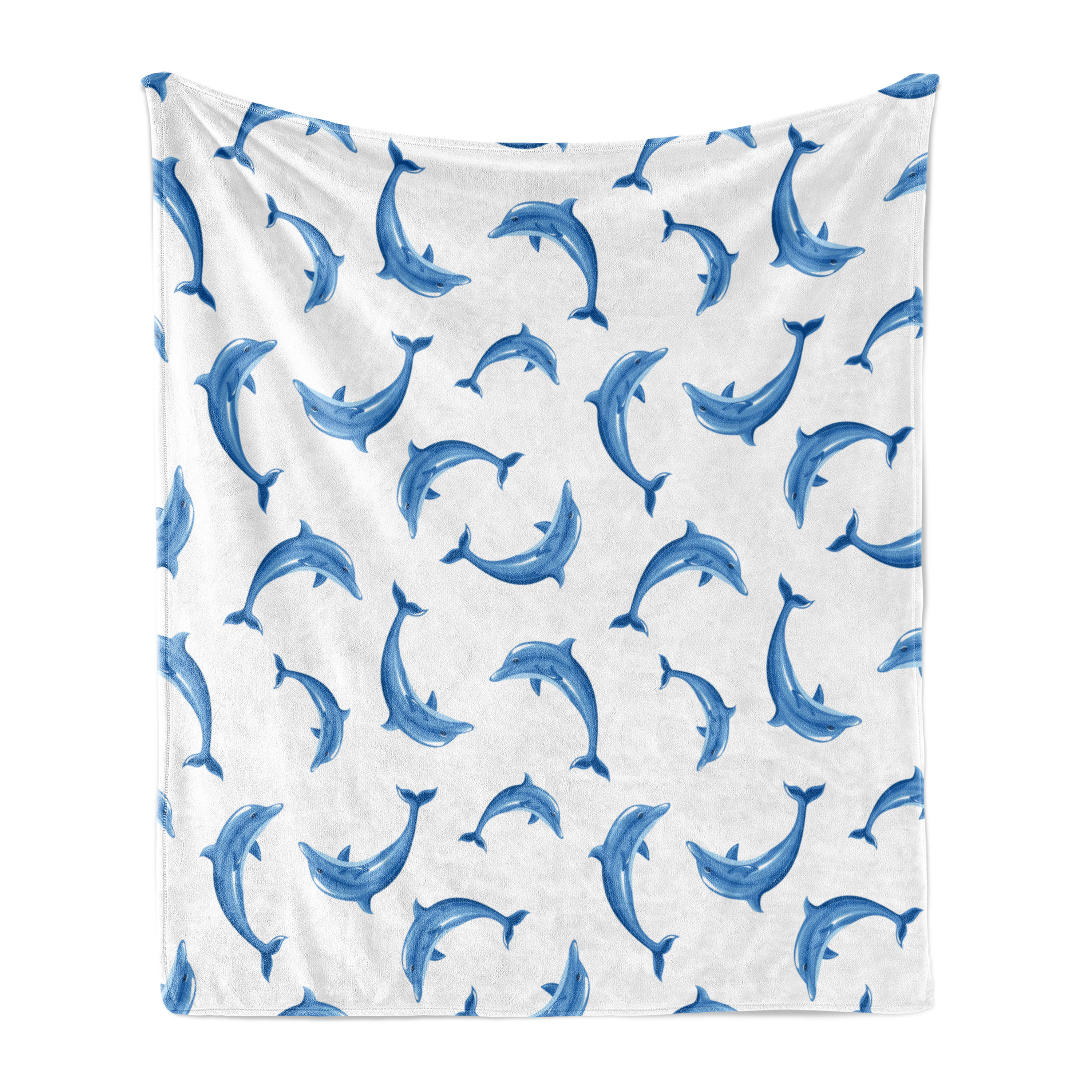 Ambesonne Dolphin Fleece Throw Blanket Wildlife Under the Sea Blue ...