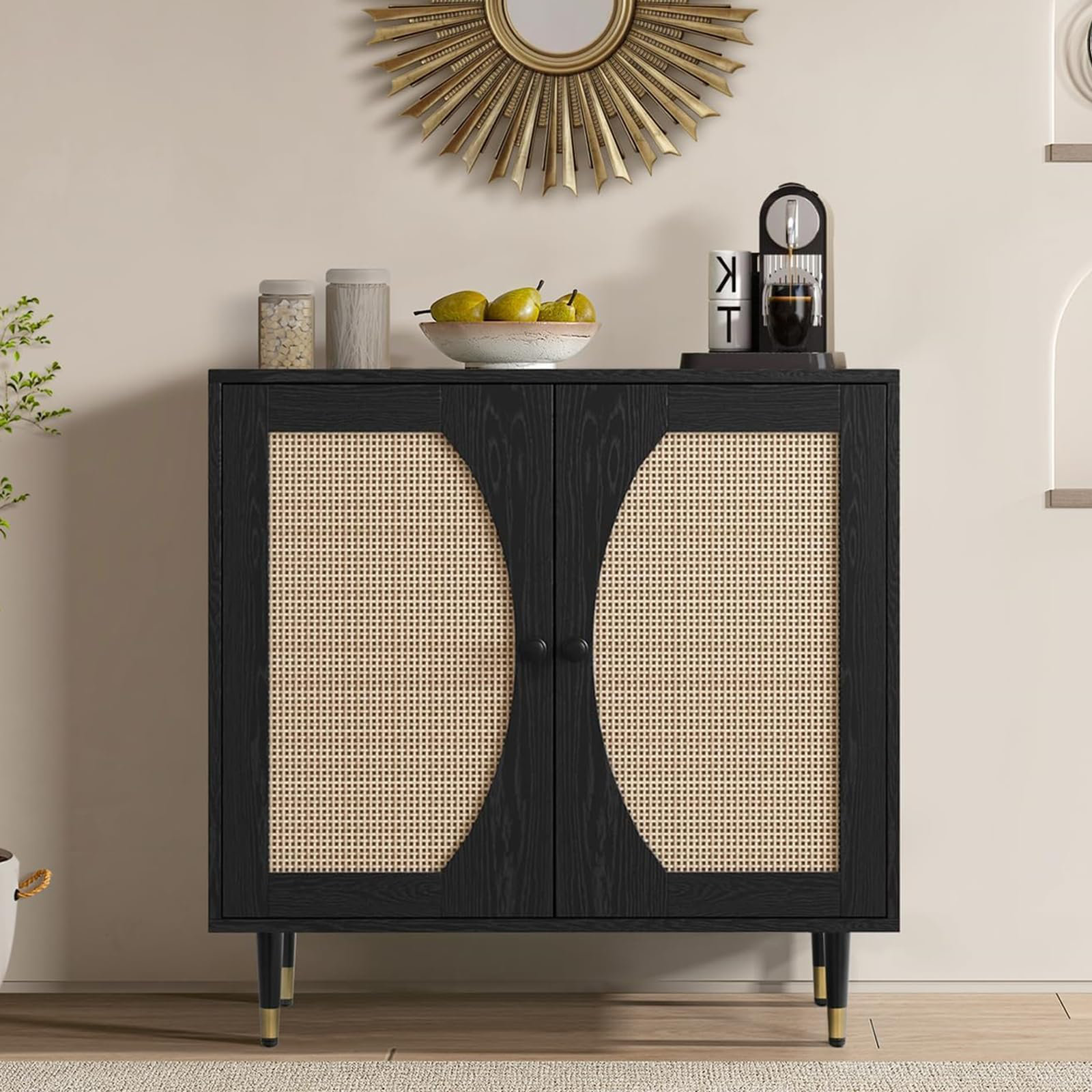 Bay Isle Home™ Buffet Sideboard Cabinet, Rattan Sideboard With Natural ...
