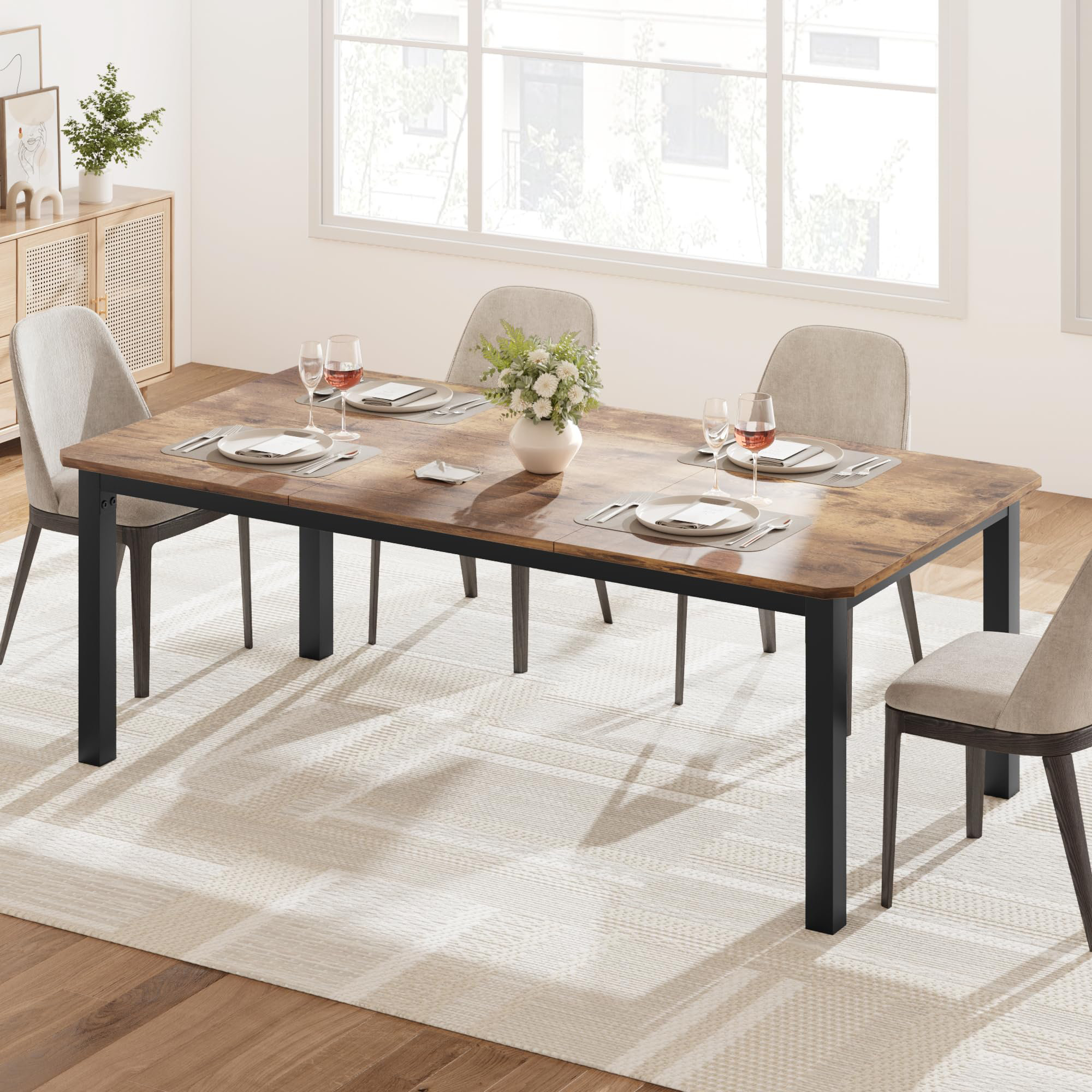 Bay Isle Home™ Industrial Dining Table For 6~8 People, 78.7" Long ...