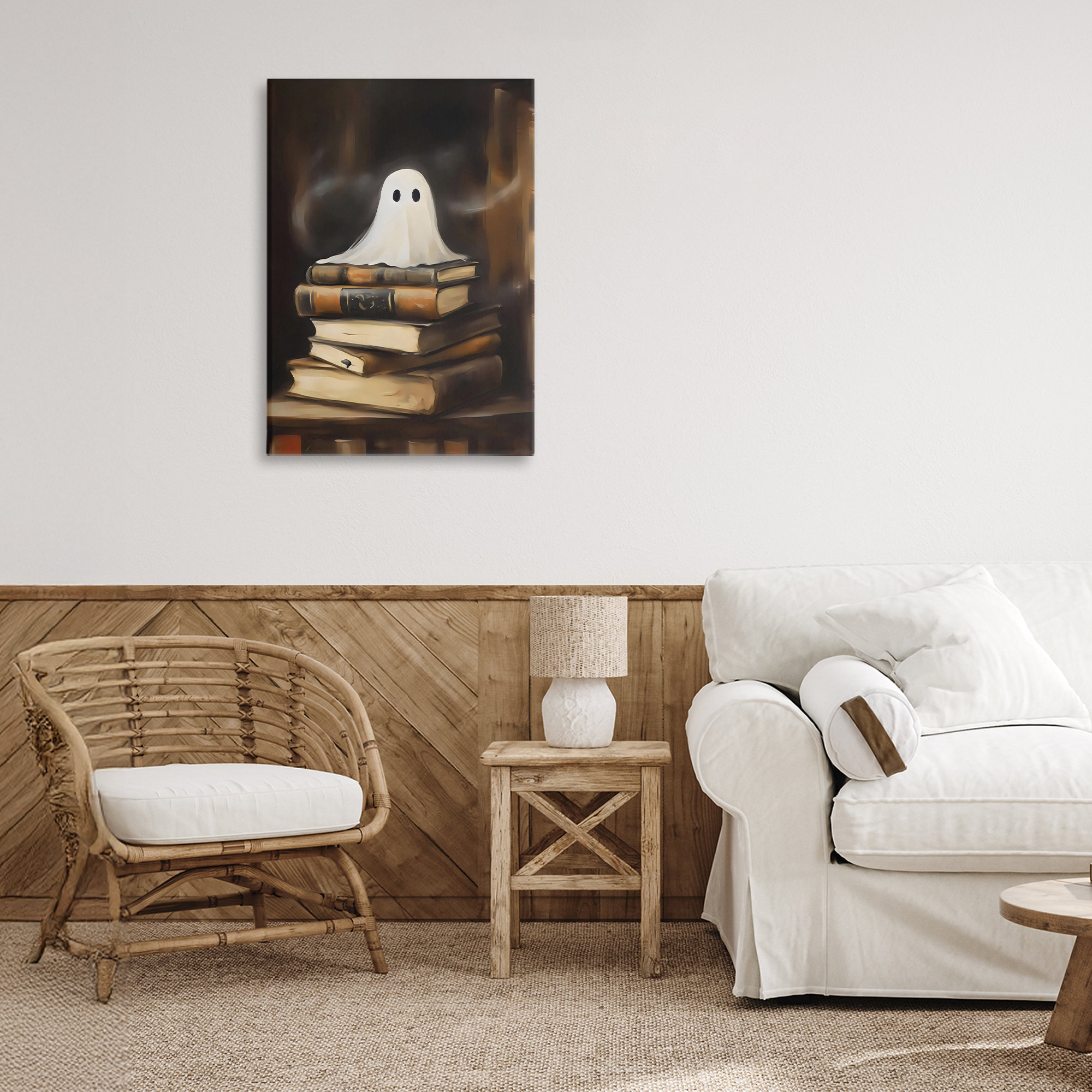 Ophelia & Co. Ghost on Book Stack Canvas, design by Arlington Prints ...